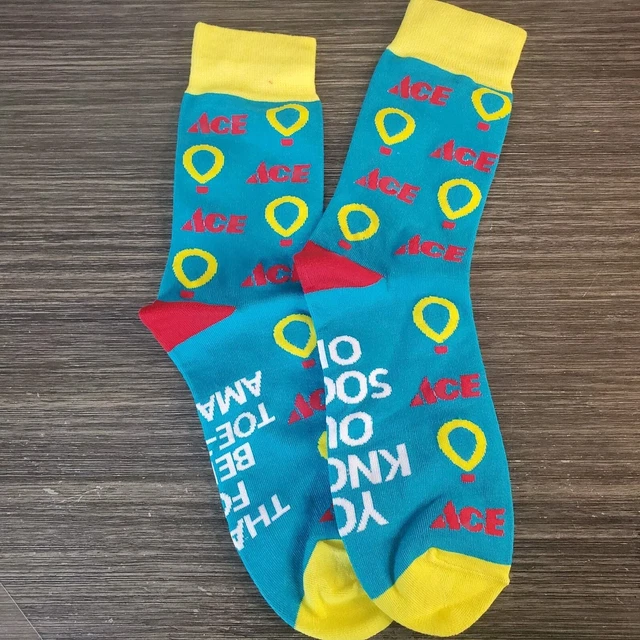 ACE HARDWARE LOGO Crew Socks YOU KNOCK OUR SOCKS OFF Advertising Novelty Gift £11.07 - PicClick UK