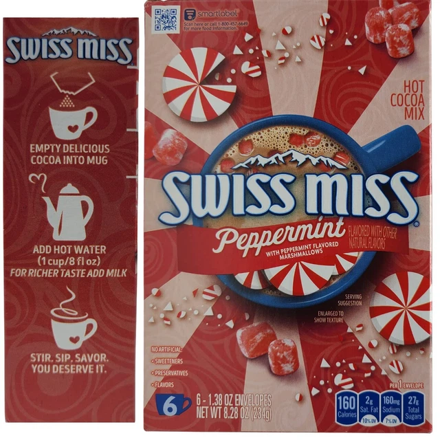 SWISS MISS PEPPERMINT 3 Boxes Candy Cane Hot Chocolate Cocoa Drink Mix ...