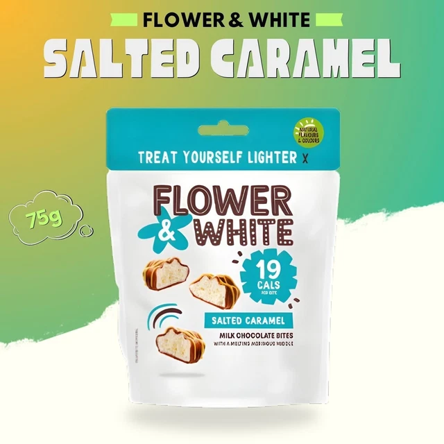 FLOWER WHITE BARRES Salé Caramel Traiter Yourself Allume-Gaz Crémé Goût 75g X 6 EUR 38,52 ...