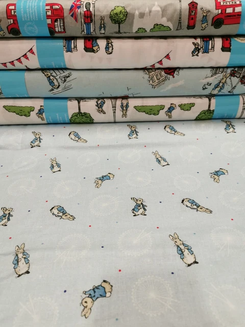 PETER RABBIT LONDON range 100% cotton quilting craft fabric beatrix ...