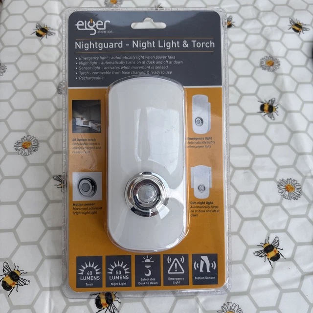 EIGER LED SAFETY Night Light Motion Sensor Emergency Rechargeable Torch ...