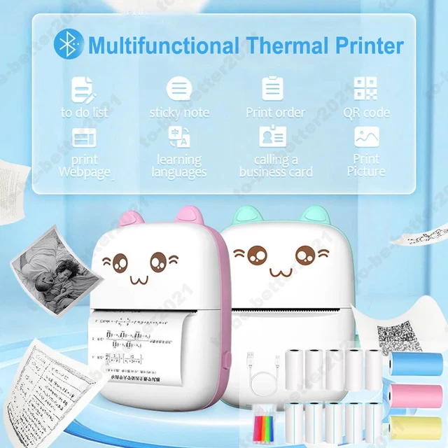 MINI IMPRIMANTE THERMIQUE Portable Papier Photo Bluetooth 200DPI Home ...