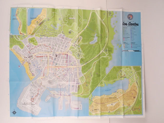 GRAND THEFT AUTO GTA V Los Santos Fold Out Map £4.93 - PicClick UK
