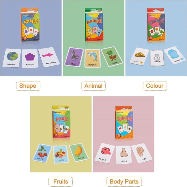 SHAPE COLOUR TIME FRUIT Flash Cards Educational Learning Picture ...