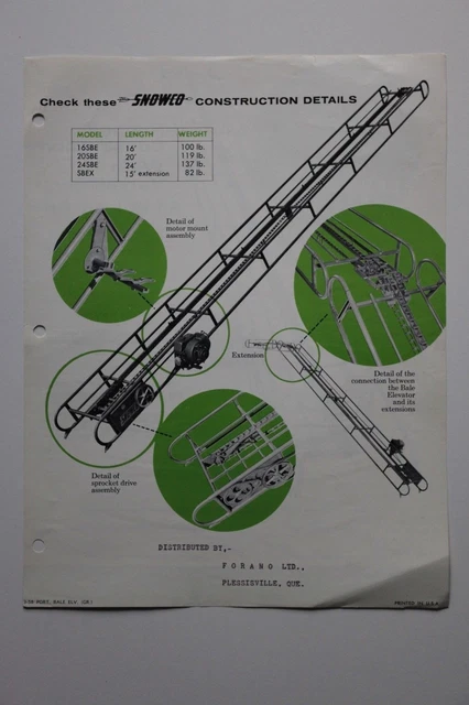 SNOWCO BALE ELEVATOR 1960s Dealer Brochure - English - Canada ...