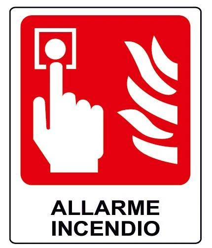 CARTELLO SEGNALETICA ALLUMINIO pulsante antincendio. Fire allarm sign ...