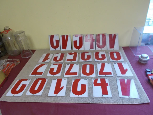 VINTAGE GAS STATION Pump Sign Numbers Flip Kerosene Price Metal Double ...