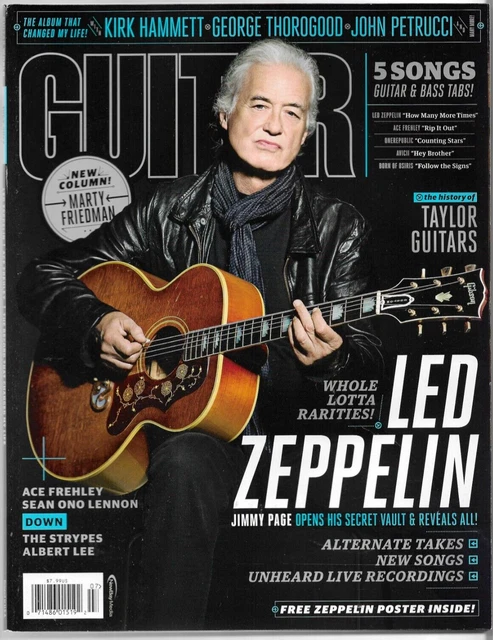 GUITAR WORLD MAGAZINE July 2014 ~ Led Zeppelin Poster, KISS Ace Frehley ...