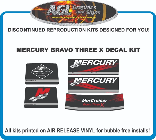 MERCRUISER BRAVO THREE X Outdrive Reproduction Decal Kit mercury 3x ...