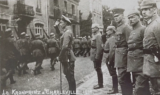 RARE! WW1 GERMAN CROWN PRINCE WILHELM in CHARLEVILLE FR 1918 PHOTO ...