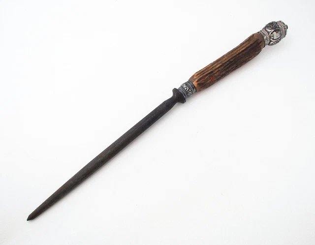 ANTIQUE MAPPIN & WEBB Stag Knife Sharpening Rod Honing Steel England ...