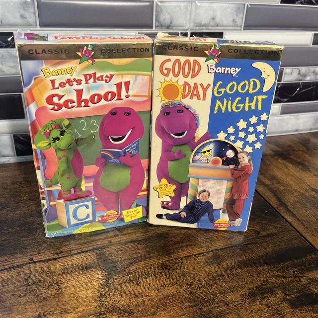 BARNEY VHS CLASSIC Collection Let’s Play School & Good Day Good Night ...