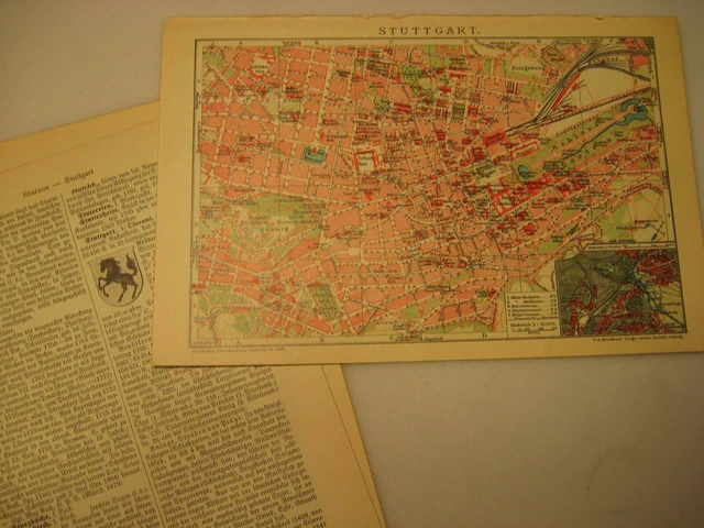 MAPPA MAPPA DELLA città di Stoccarda con registro stradale del 1912 ...
