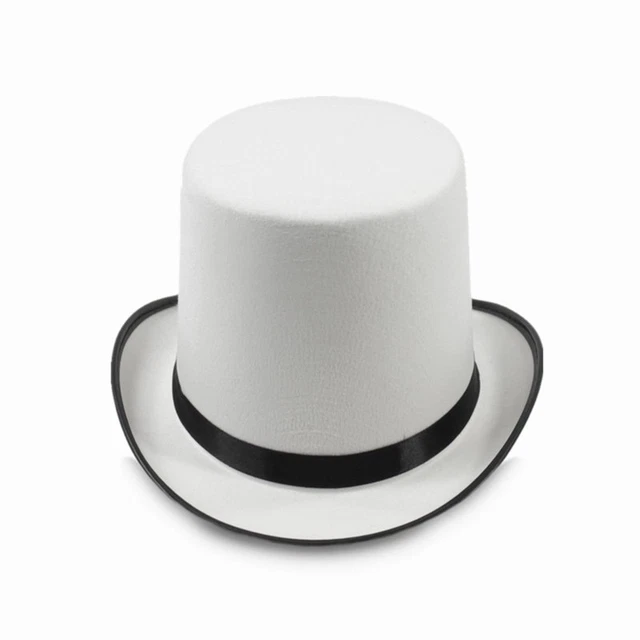 WHITE TOP HAT Bowler Top Hat Magician Top Hat Fancy Dress Costume ...