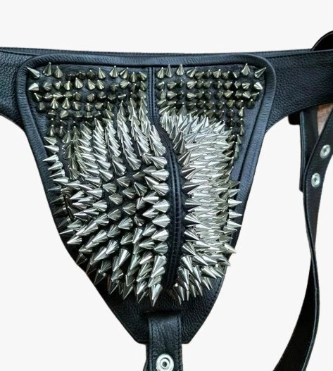 REAL LEATHER'S MEN'S Thong Spiked Leather Jockstrap G-String with Studs ...