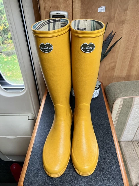 LE CHAMEAU TALL Women's Wellies Yellow UK size 6/ EU 39 Jersey Lined £ ...