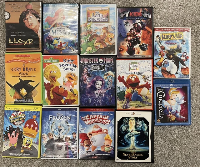 LOT OF 14 Kids DVDs Animated & Non Animated Movies Disney Sesame Street ...
