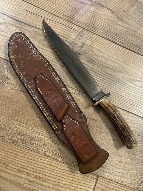 VINTAGE COLD STEEL Trail Master Stag Bowie Knife Carbon V Ventura Ca ...