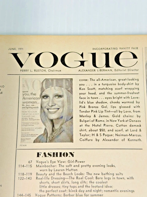 VOGUE MAGAZINE JUNE 1971 Gunilla Lindblad by Irving Penn £22.67 ...