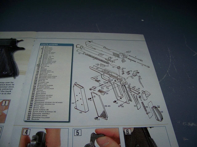 HISTORY: U.S. MODEL M1911 A1 Pistol ...Details/Exploded View (467X) £15 ...