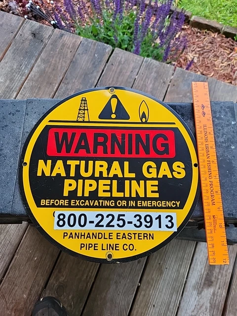 WARNING NATURAL GAS Pipeline Sign Panhandle Eastern Pipe Line Co. 11-12 ...