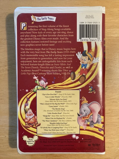 Disneys Sing Along Songs The Early Years Vhs 1997 Clamshell Case