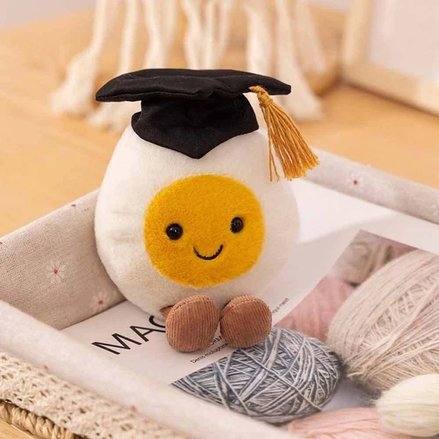 2025 PLUSH SOFT Toy of Amuseable Boiled Egg Graduation Toy Gift Present ...