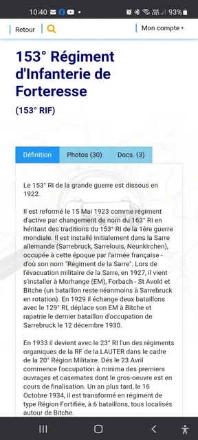 INSIGNE 153E REGIMENT Infanterie Forteresse De La Sarre EUR 94,00 ...