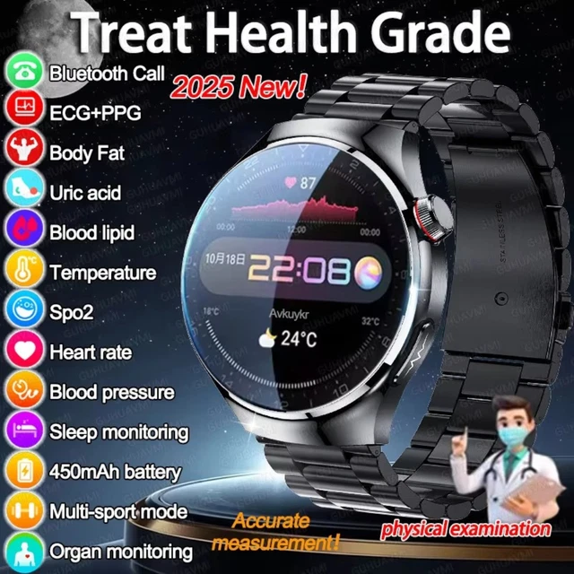 UK 2025 NEW Medical Grade Smart Watch Blood Pressure Oxygen Heart Rate ...