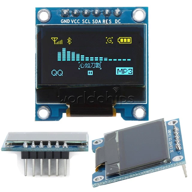 0.96& SPI IIC I2C 6Pin OLED Display Module Blue&Yellow For Arduino ...