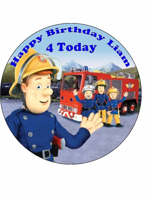 FIREMAN SAM NOVELTY Edible 7.5" Round Birthday Cake Topper £3.75 ...