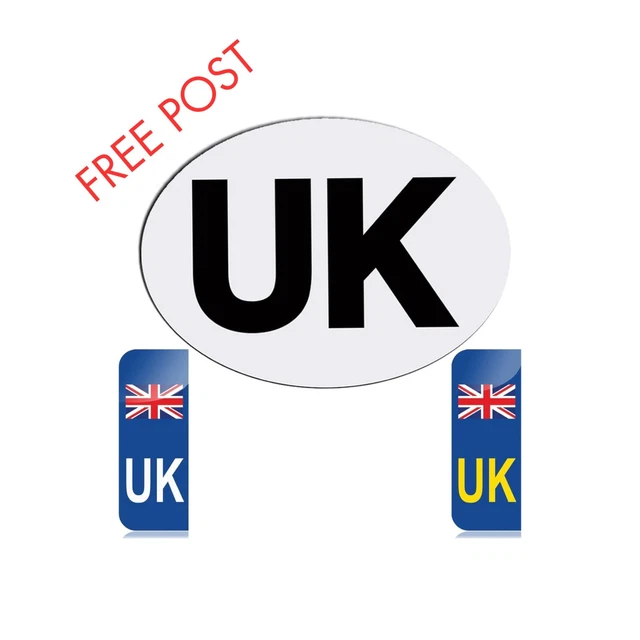 UK CAR STICKER For Europe Travel | 1 Oval + 2X Union Jack Reg Plate ...