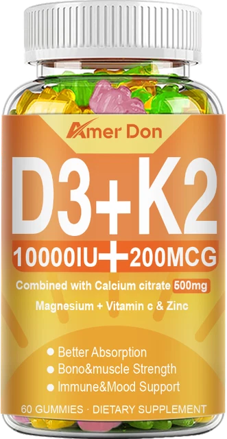 VITAMIN D3 K2 Softgels Capsules - Extra Strength D3 K2 Supplements with ...