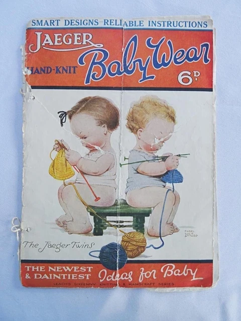 VINTAGE KNITTING PATTERN Booklet 1930s Jaeger Twins Mable Lucie Attwell ...
