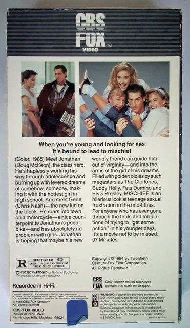 MISCHIEF VHS 1984 Rare CBS/Fox Kelly Preston, Signed by Catherine Mary ...