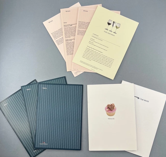 BRITISH AIRWAYS CLUB World Airline Menus Business Class X 5 Ba £24.95 ...