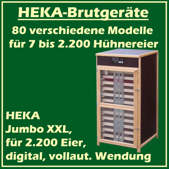 HEKA JUMBO XXL - fully-automatic egg-incubator for 2200 eggs - "made in Germany" EUR 4.309,80 ...