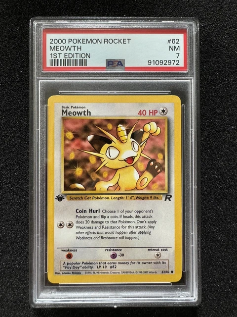 POKÉMON CARD 2000 Team Rocket PSA 7 - Meowth 1st Edition 62 £10.00 ...