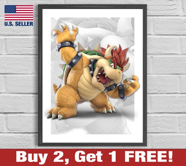 SUPER SMASH BROS SSB Super Mario Bowser 18" x 24" Poster Print Game ...