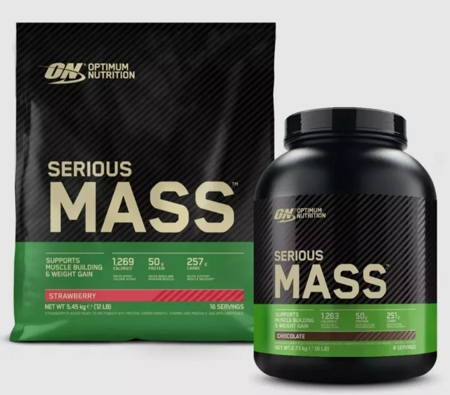 OPTIMUM NUTRITION SERIOUS Mass 5.4kg/2.73kg Weight Gainer Mass Gainer 6 ...