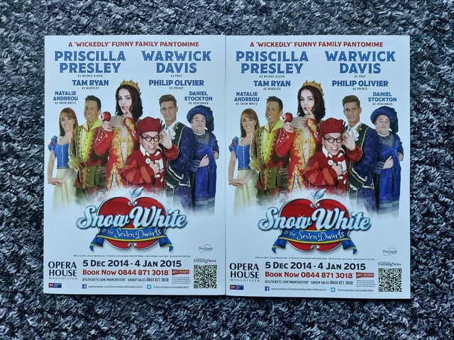 SNOW WHITE 2014 Manchester Panto FLYERS x 2 (Priscilla Presley/Warwick ...