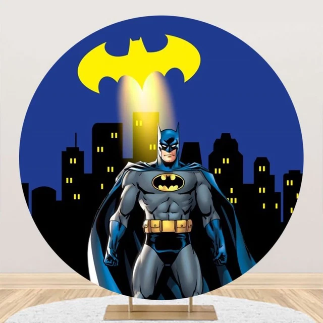 ROUND BABY SHOWER Batman Backdrop Happy Birthday Party Background ...