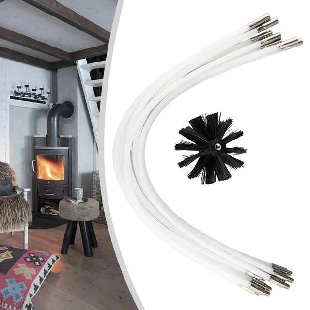 FLEXIBLE ,CHIMNEY SWEEP Set Flue Sweeping Brush&Rod Soot Cleaning Rods ...