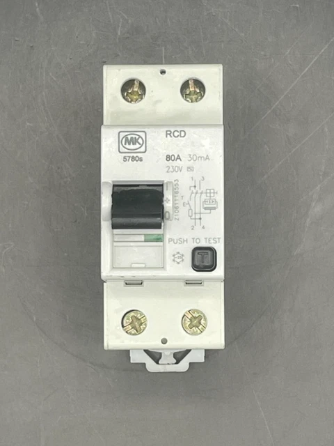 MK 5780S 80A 30mA DP RCD 80 AMP 2 POLE RCCD RCCB BREAKER TRIP £12.92 ...
