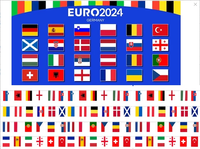 EURO 2024 FLAGS & Fabric Bunting England Scotland Turkey Croatia ...