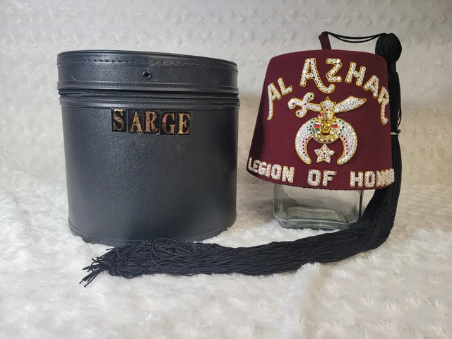 VINTAGE SHRINERS AL AZHAR Legion Of Honor Hat Rhinestone Jeweled ...