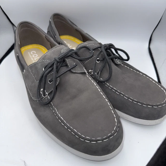 COLE HAAN GRAND Crosscourt Gray Leather Boat Shoe US Men's Size 13M $49 ...