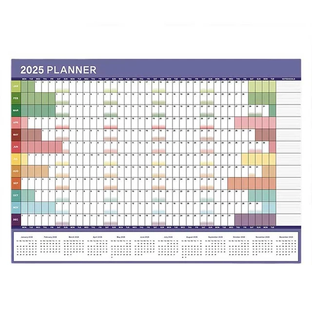 2025 FULL YEAR Wall Planner Calendar Home Office Work Daily Calendar ...