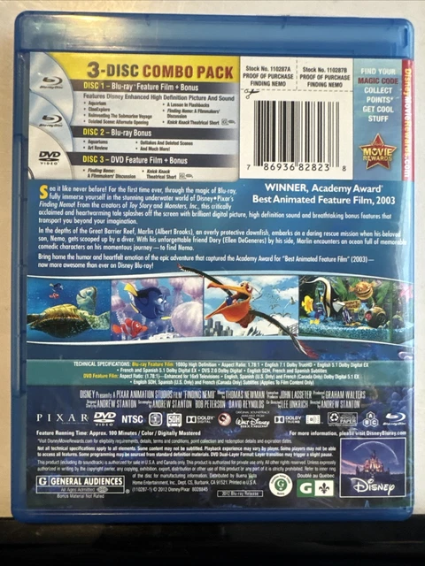 FINGING NEMO BY Disney Pixar, Blu-Ray & DVD 2012 Rare OOP £6.45 ...