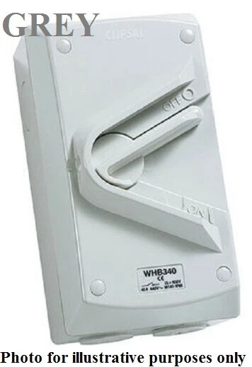 CLIPSAL WEATHER PROTECTED SURFACE SWITCH 3-Pole 40A 440V Vertical,Grey ...